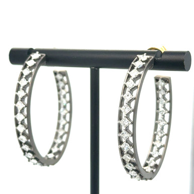 Black Rhodium Geometric Diamond Hoops
