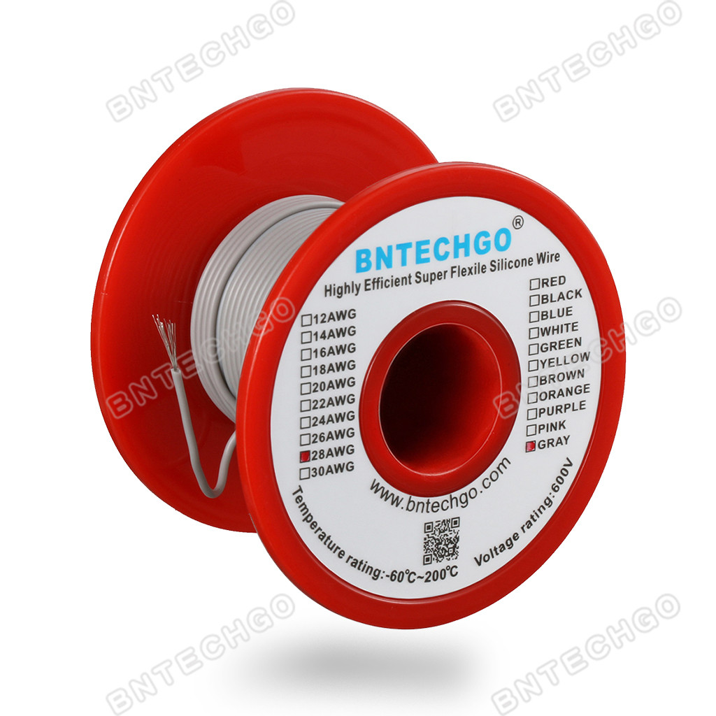 28 gauge silicone wire spool gray 100 feet ultra flexible