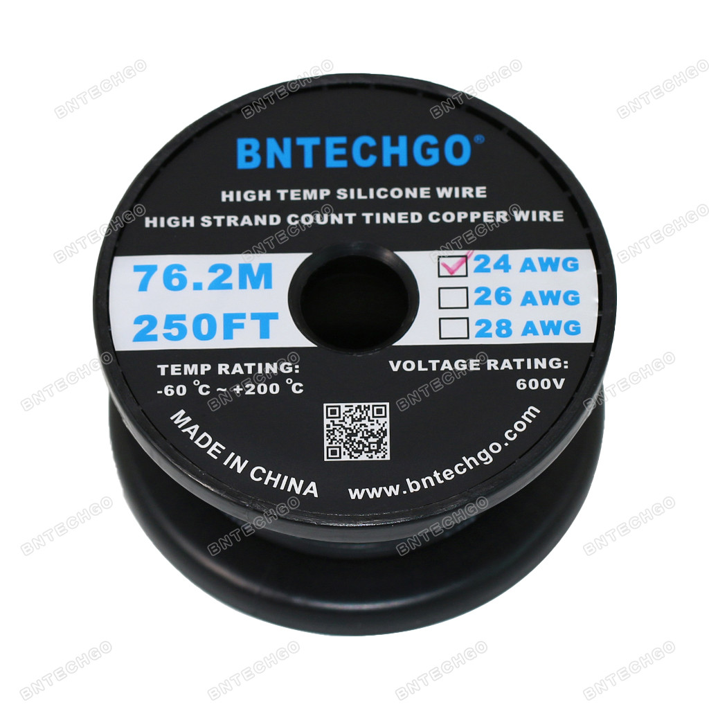 24 gauge silicone wire spool black 250 feet ultra flexible
