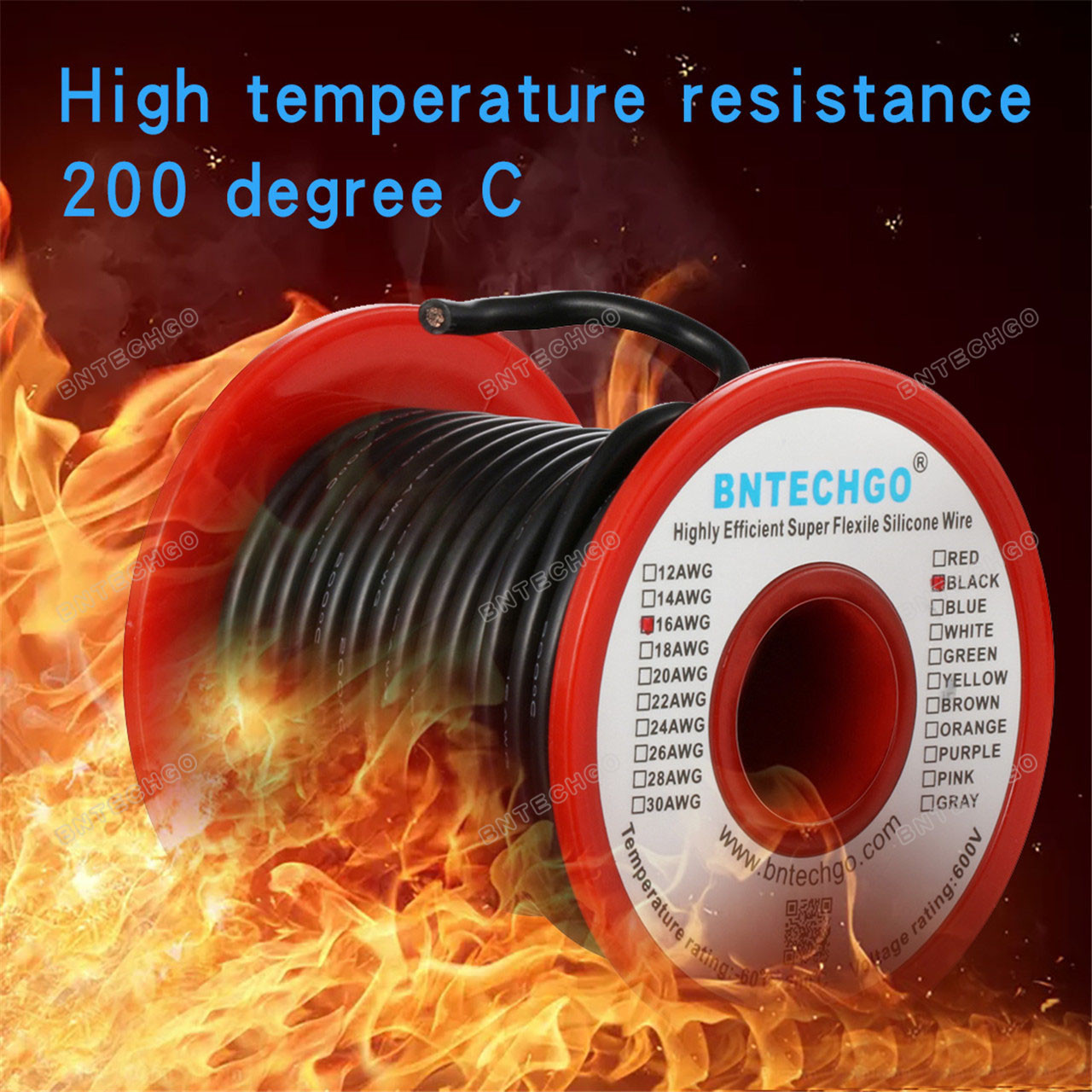 16 awg silicone rubber wire 252 strands of tinned copper wire