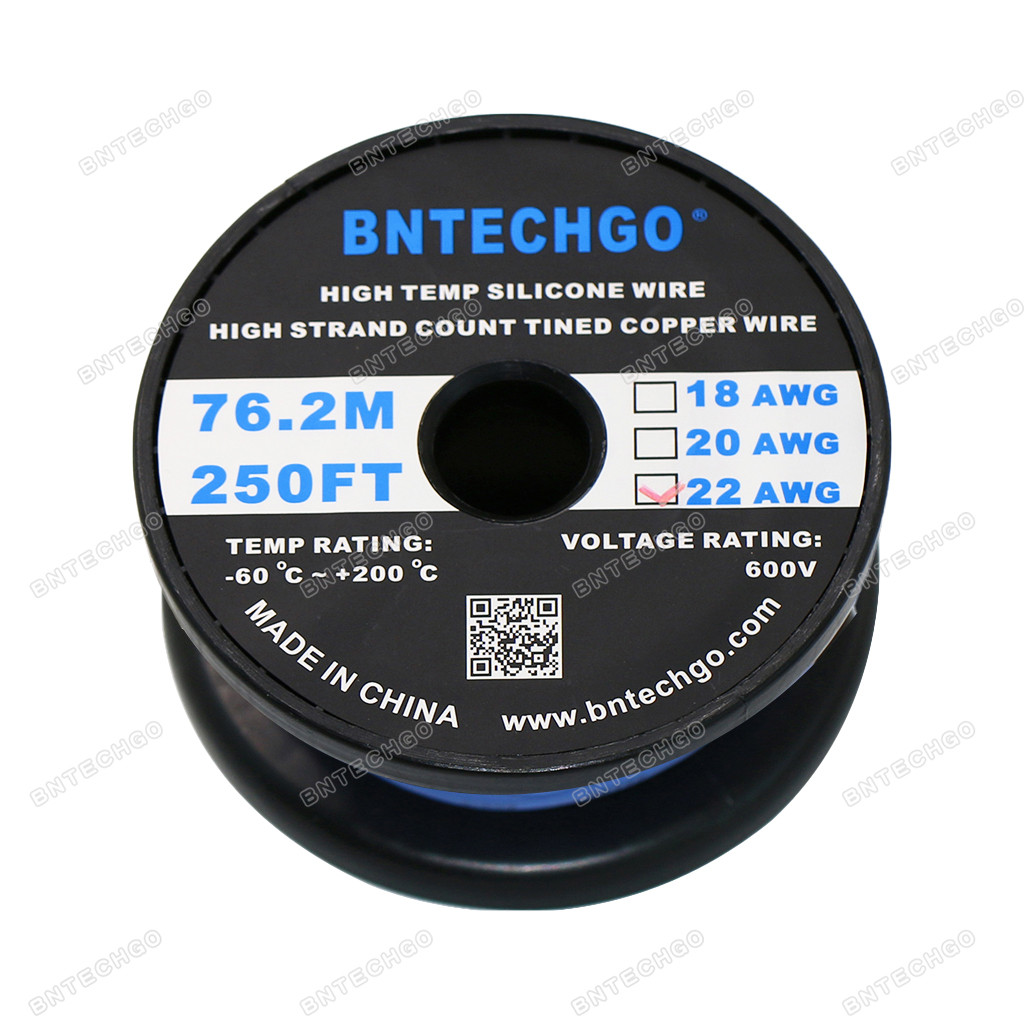 22 gauge silicone wire spool blue 250 feet ultra flexible