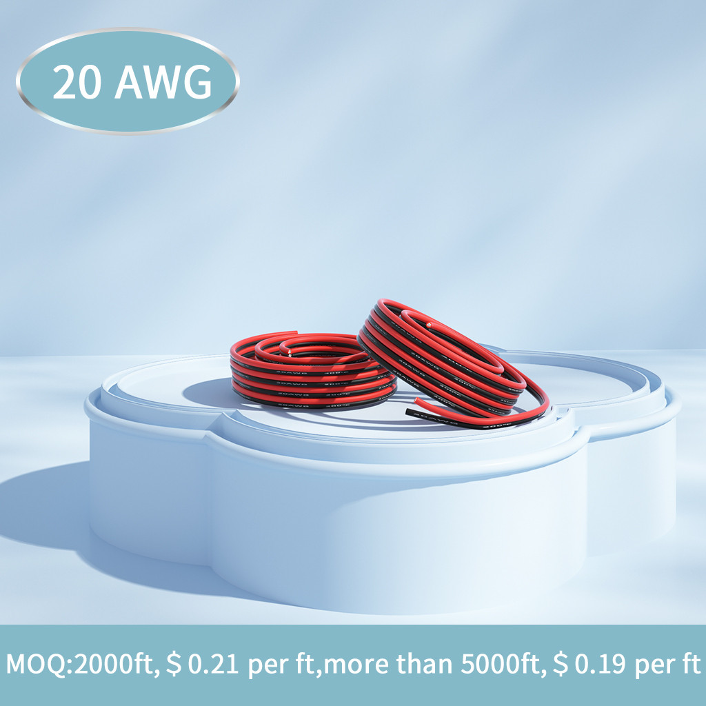 20 Gauge Flexible 2 Conductor Parallel Silicone Wire Stranded Tinned ...