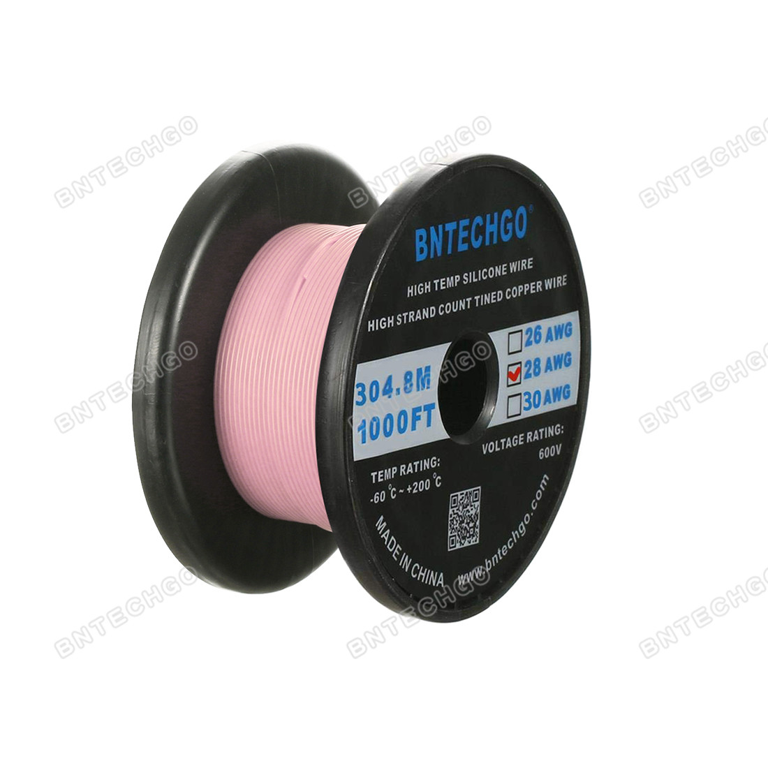 BNTECHGO 28 AWG Silicone Wire Spool Pink 500 feet Ultra Flexible High ...