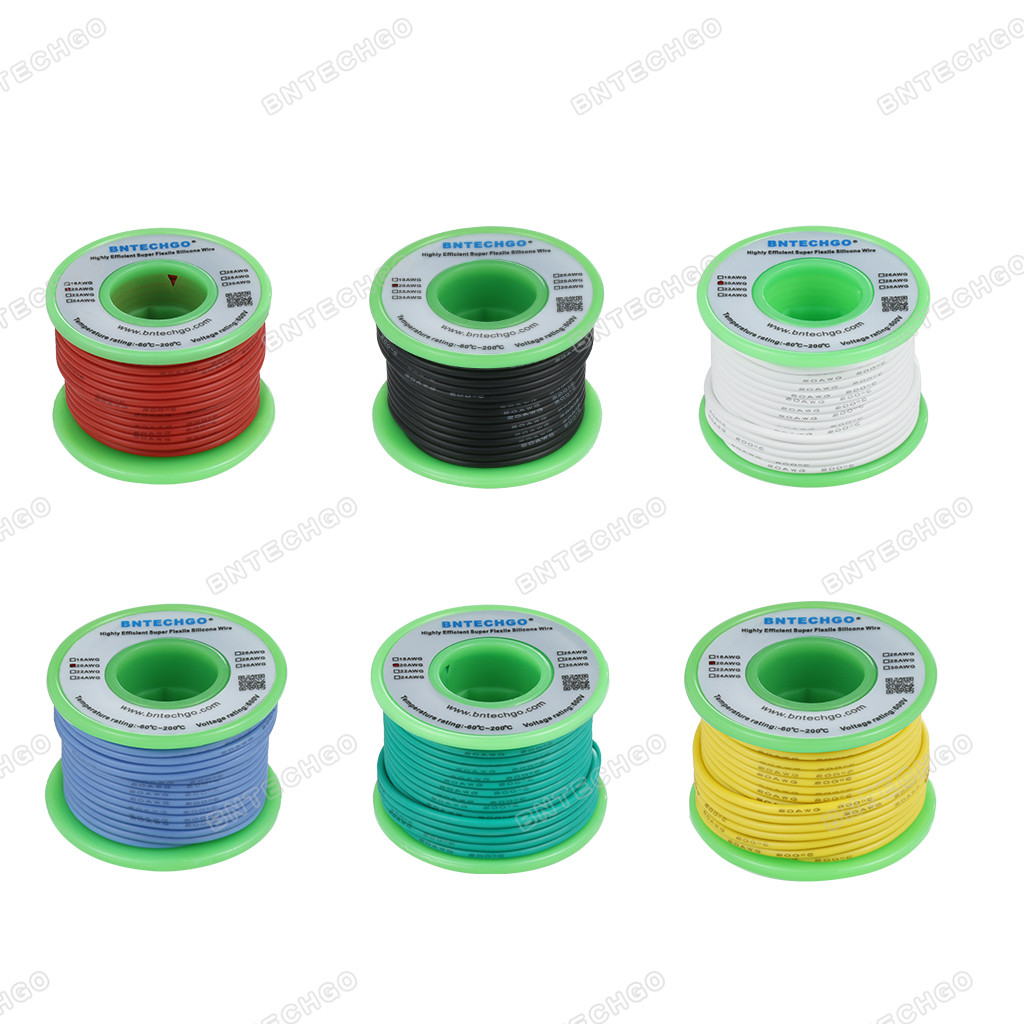 20 gauge silicone wire spool 6 color Red,Black,Blue,White,Green and Yellow