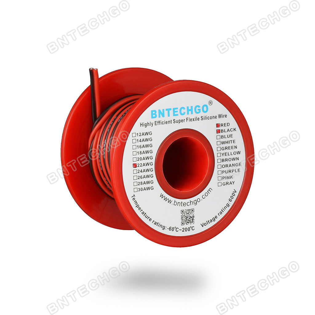 ultra flexible soft 22 AWG 2 conductor parallel silicone wire