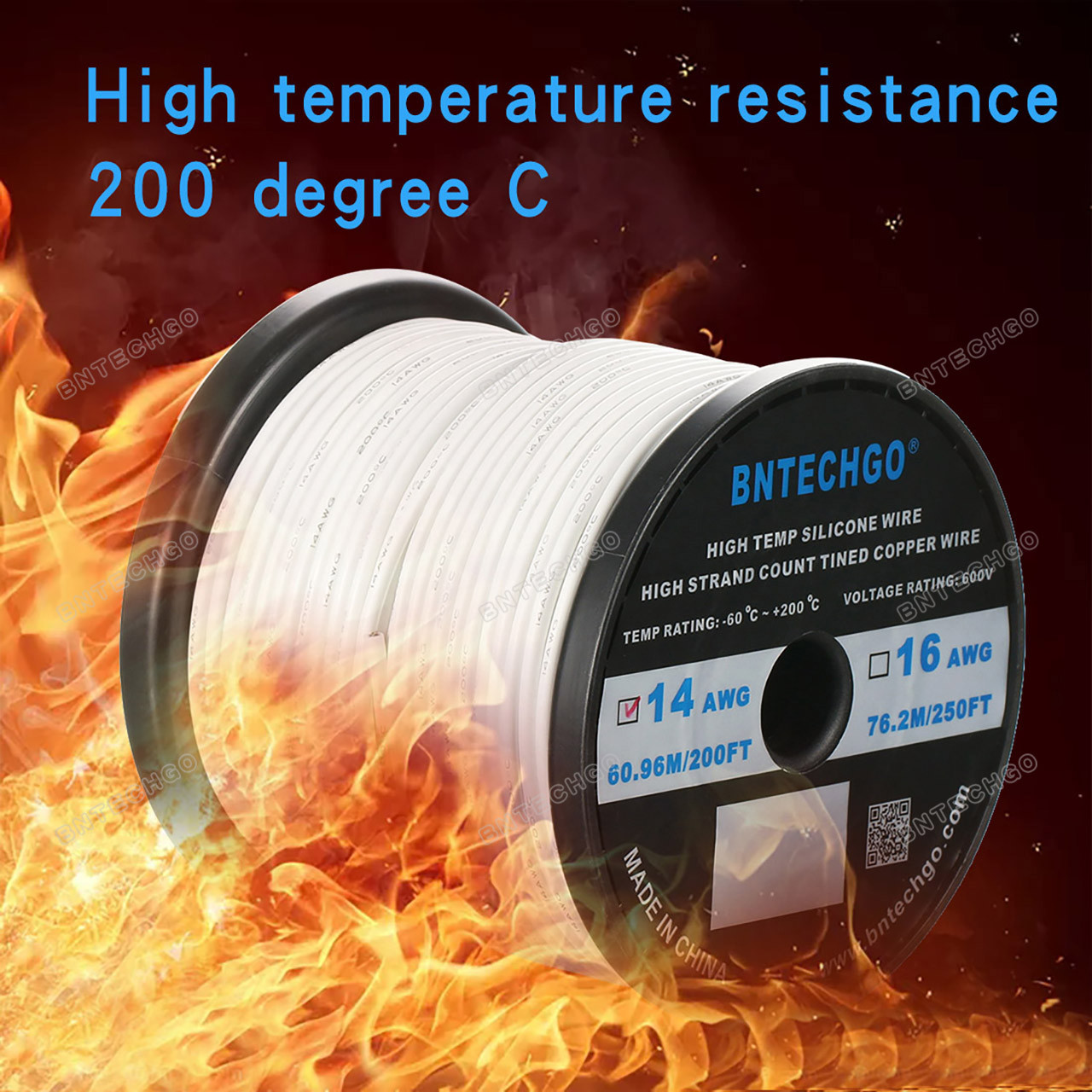 14 gauge silicone wire spool white 200 feet ultra flexible