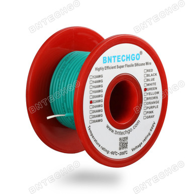 22 gauge silicone wire spool green 50 feet ultra flexible