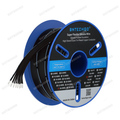 High quality ultra flexible soft 26 gauge black silicone ribbon copper wire
