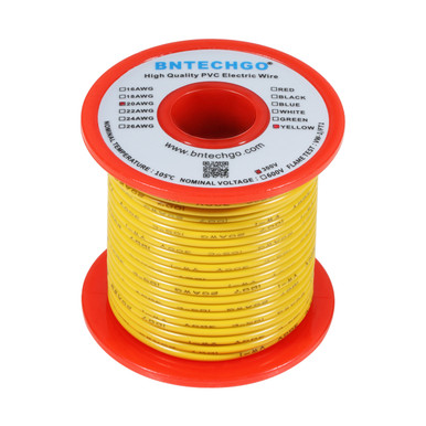20 Gauge Wire 300V 100 ft Yellow Low-Fray Design BNTECHGO