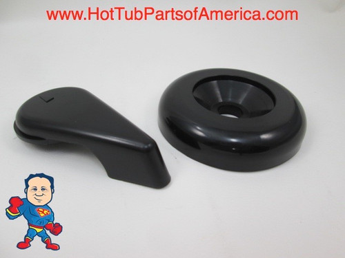 Black Notched Spa Diverter Cap & Handle 3 3/4" - Global