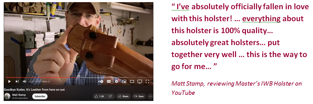 Matt Stamp reviews Master's Holsters on YouTube - www.Holsterama.com