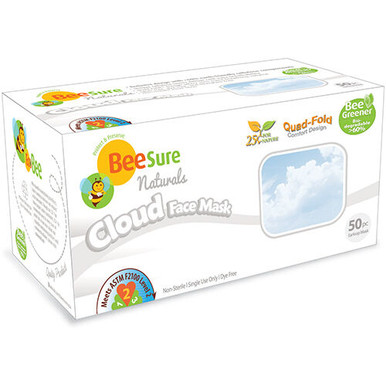BeeSure Naturals Face Mask Cloud White 50Bx - DDS Dental Supplies