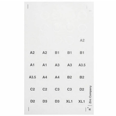 Shade Label Sheet, Zirc, 20Z477 - DDS Dental Supplies