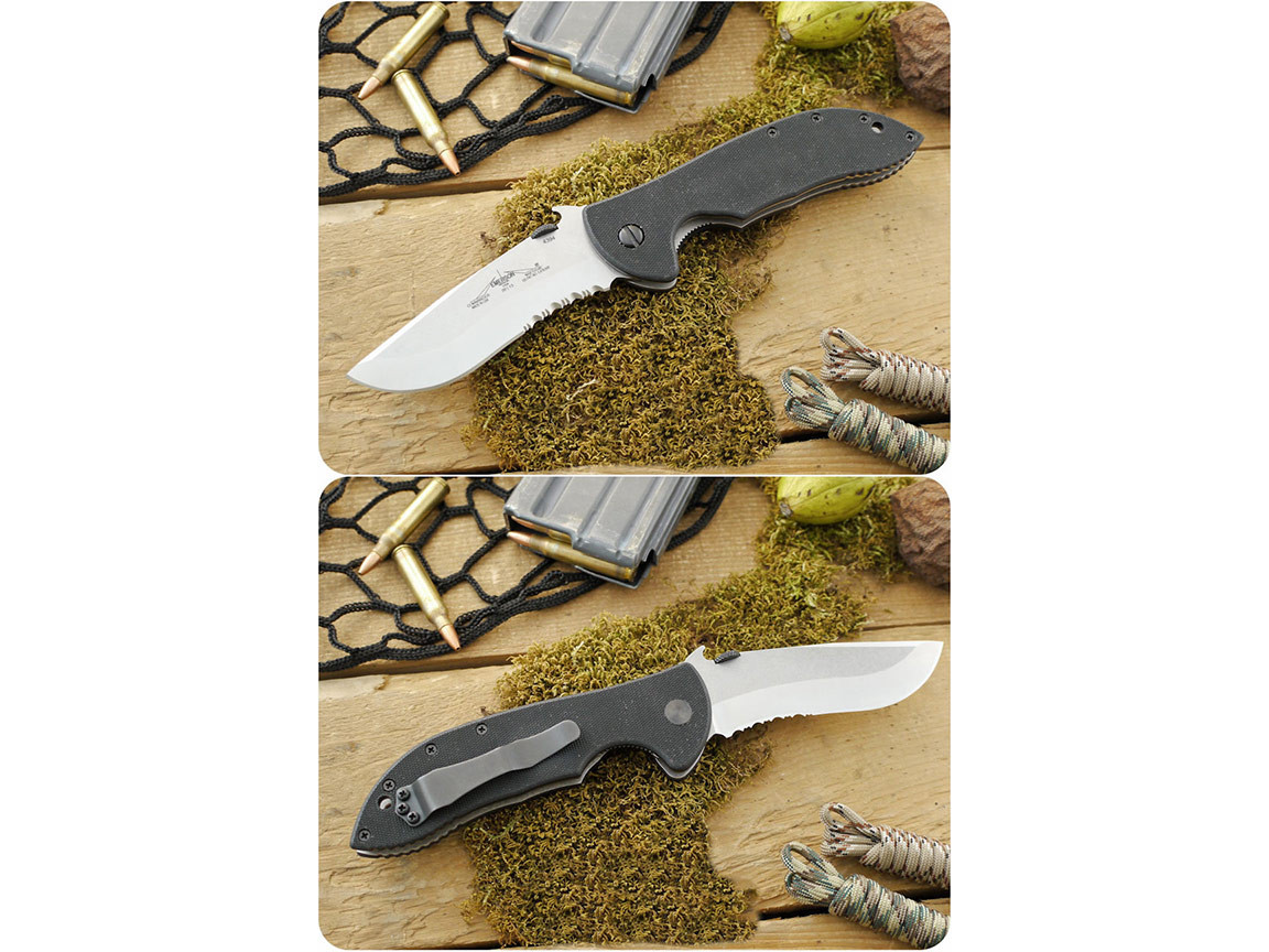 Emerson Knives COMMANDER-SFS, Stonewashed Partially Serrated Blade ...