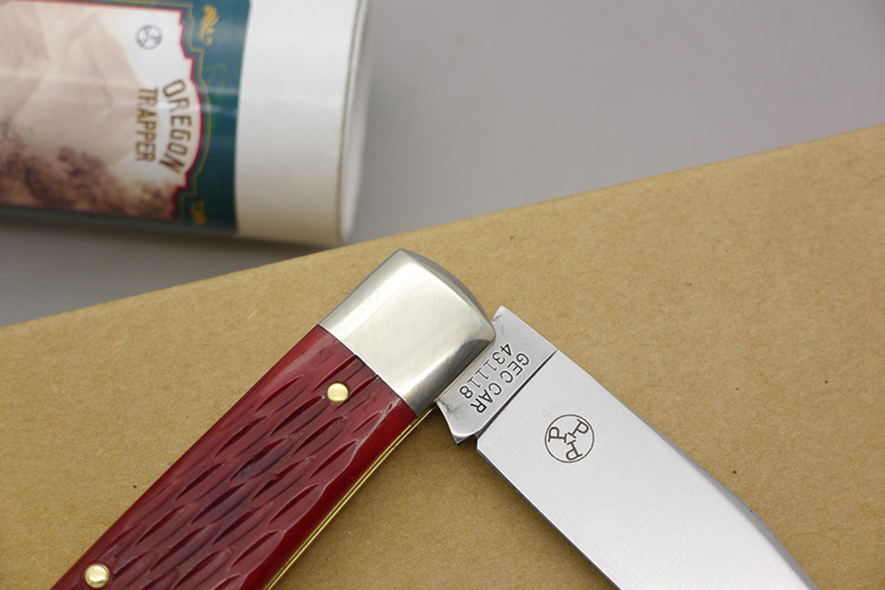 Great Eastern Cutlery Tidioute #43 Oregon Trapper - 1 Blade - Rust Red Jigged Bone