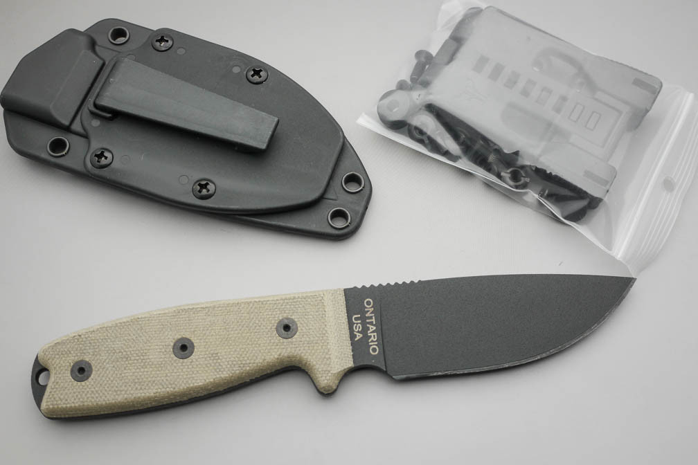 Ontario RAT-3, 3.4" Black 1095 Fixed Blade Knife w/ Micarta Handle ...
