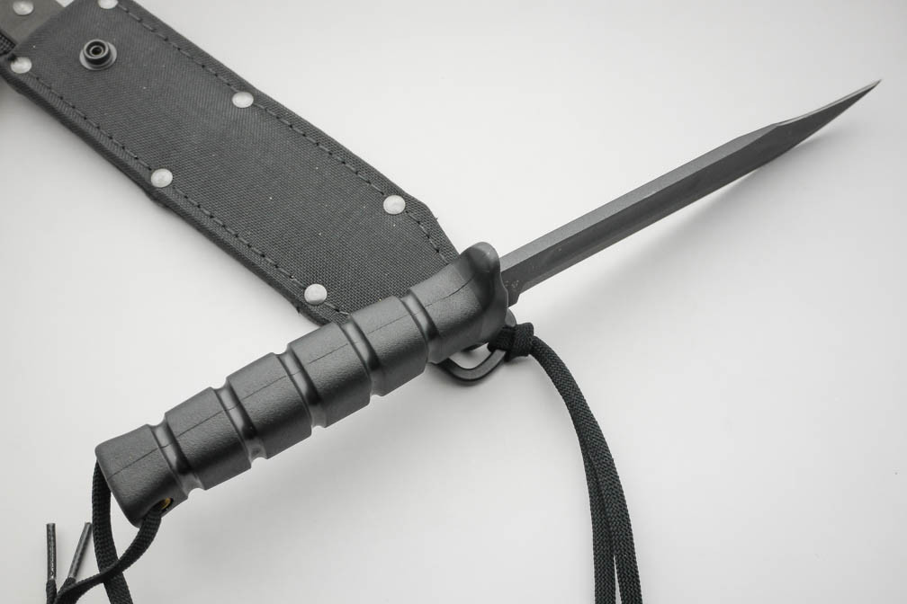 Ontario SP-1 Combat Knife, 7" Black 1095 Blade, Kraton Handle & Leather ...