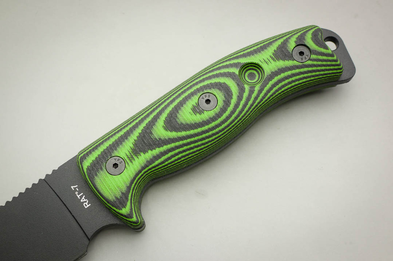 TKC: G10 Handle for Ontario RAT-5 / RAT-7 - Neon Green & Black