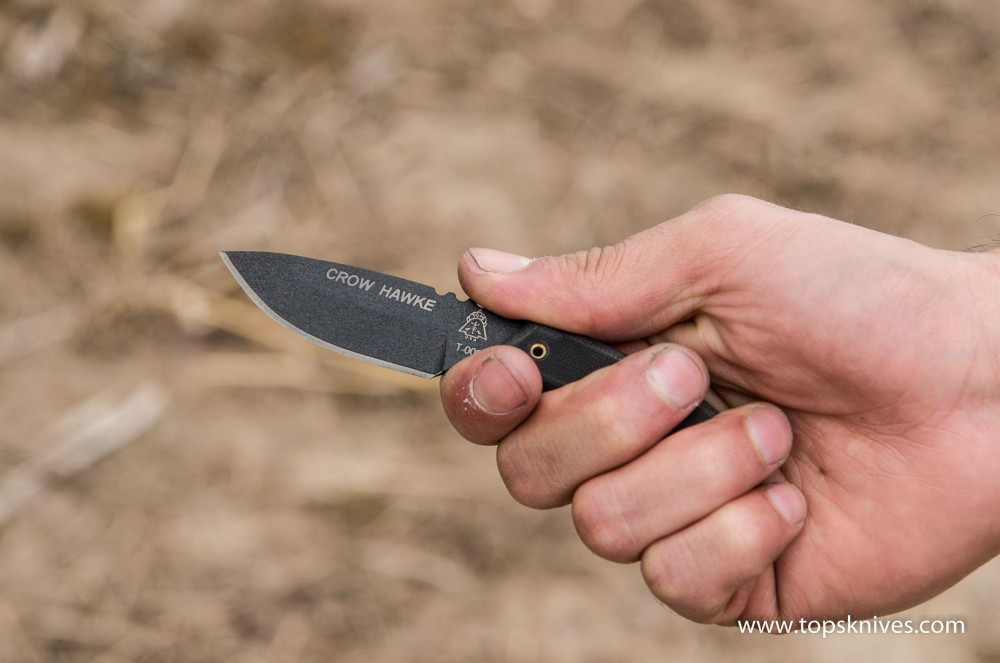 TOPS Knives Crow Hawke, CRH-01 - Black Traction Coated 2" Blade - Black ...