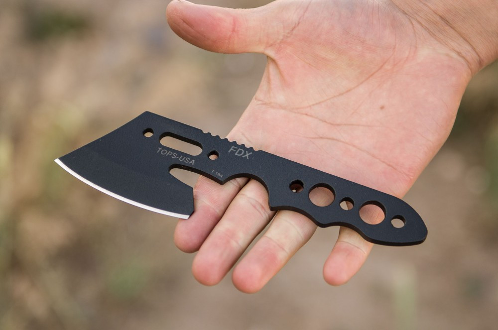 TOPS Knives FDX 17 Mini Axe, FDX-17 - Black Traction Coated 2.75" Bit ...