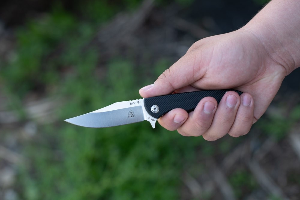 TOPS Knives Mini Scandi Folder, MSF-4.0 - Tumble Blade Finish - Black ...