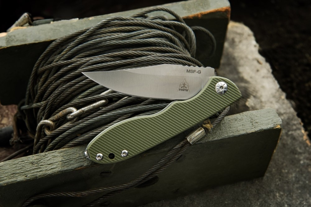 TOPS Knives Mini Scandi Folder, MSF-4.0 - Satin Blade Finish - Green ...