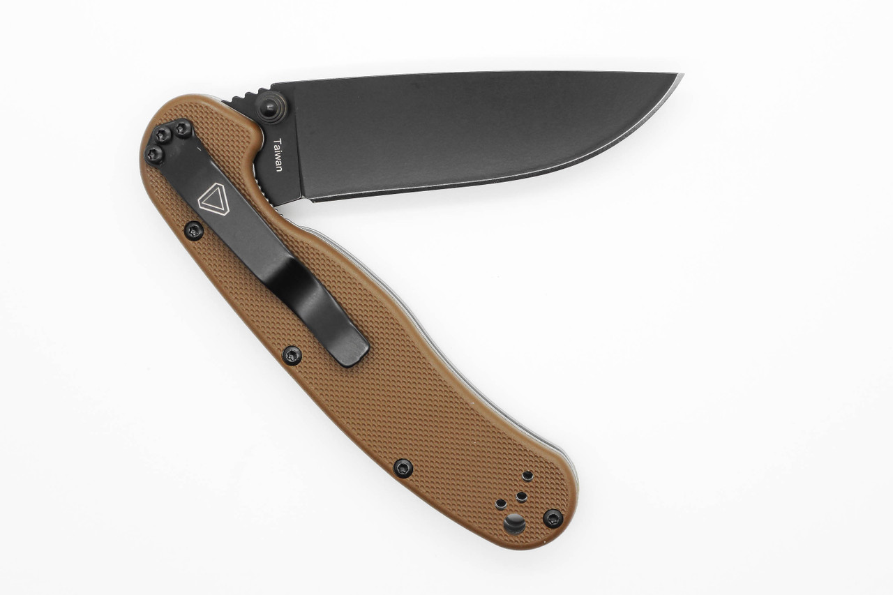 Ontario RAT Model 2 Folding Knife, 3" Black D2 Steel, Coyote Brown ...