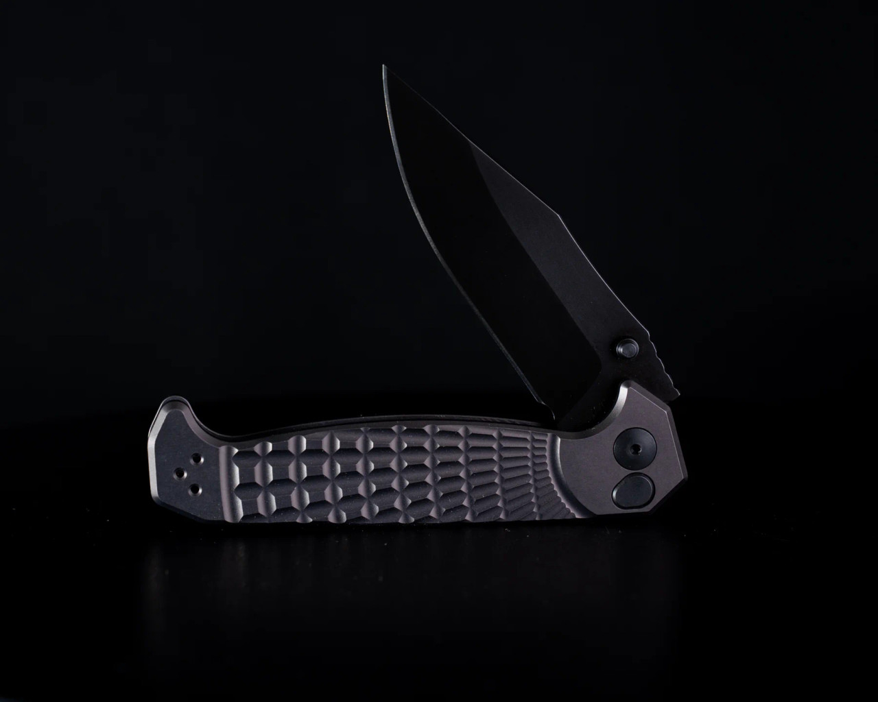 Half Face Blades - Crow Folder- Anodized Gray Handle, Black Nitride ...