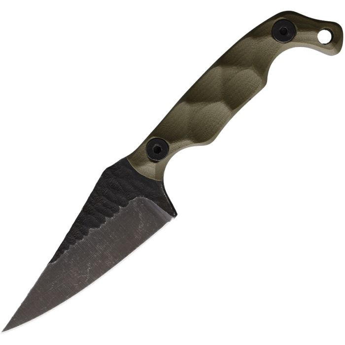 Stroup Knives: Mini 1, Fixed Blade Knife w/OD Green Sculpted G10 Handle