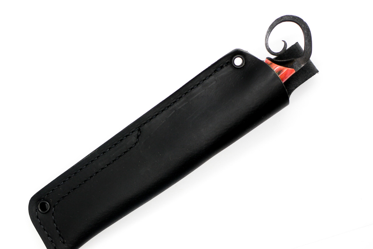 Lon Humphrey Custom Tadpole, Flat Grind, Fixed Blade, Knife w/ Red Dyed ...