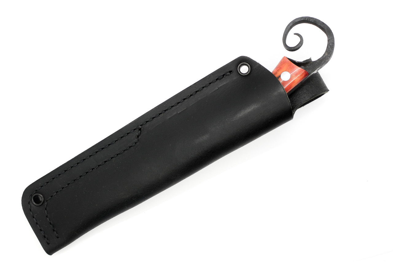 Lon Humphrey Custom Tadpole, Flat Grind, Fixed Blade, Knife w/ Red Dyed ...