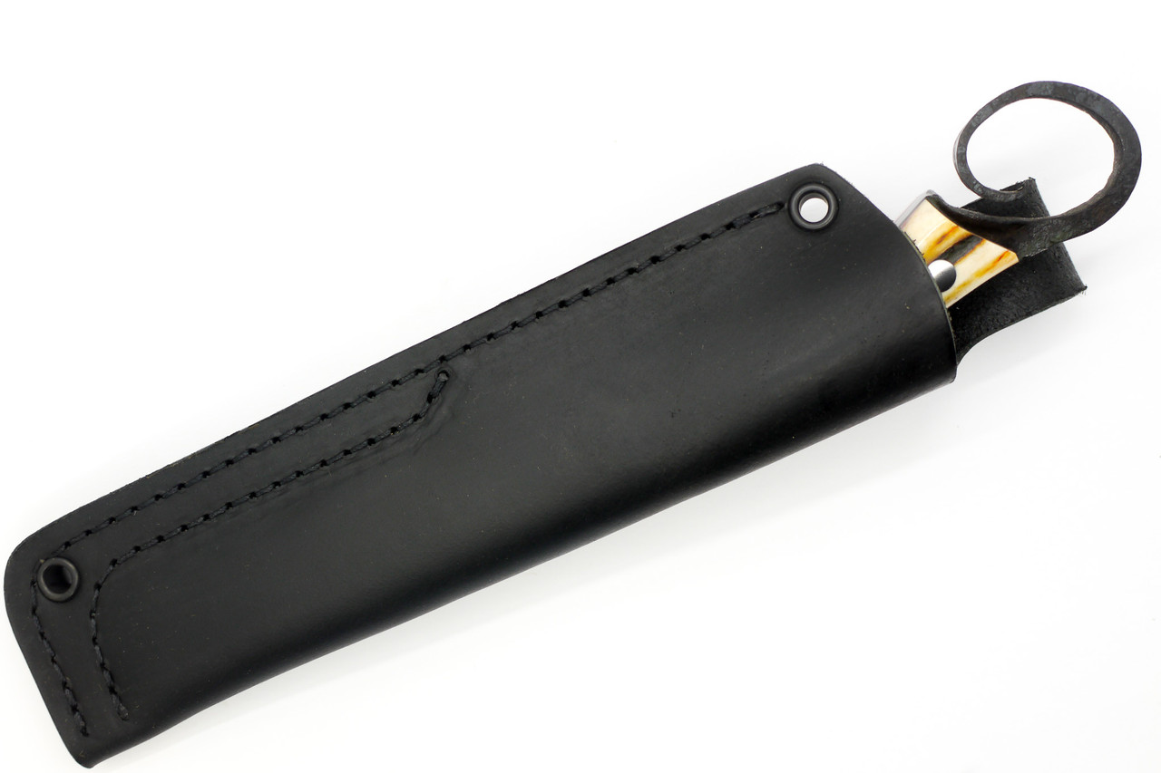 Lon Humphrey Custom Tadpole, Flat Grind, Fixed Blade, Knife w/ Red Dyed ...