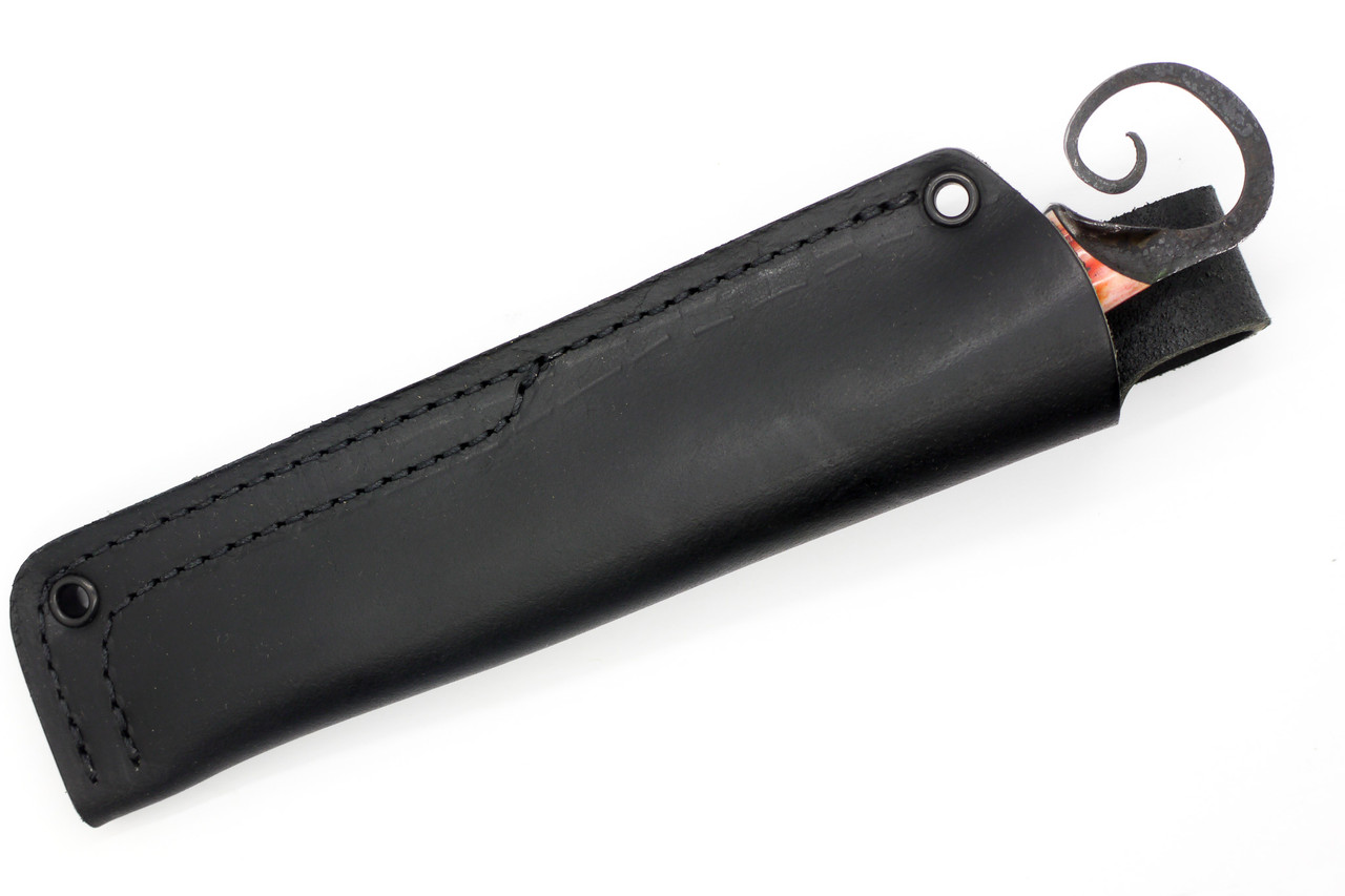 Lon Humphrey Custom Tadpole, Flat Grind, Fixed Blade, Knife w/ Red Dyed ...