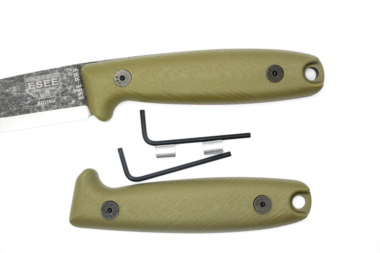 TKC: G10 Handle for ESEE RB3 - Ranger Green W/ Red Liner