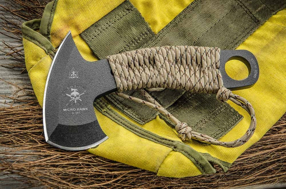 TOPS Knives Micro Hawk, MHAWK-01 - Black Traction Coating - 6.9" Length Axe