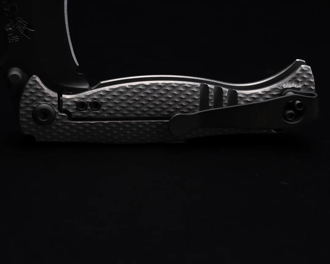 Half Face Blades - Extremis Folder - Tumbled Raw Ti Scales, PVD Coated ...