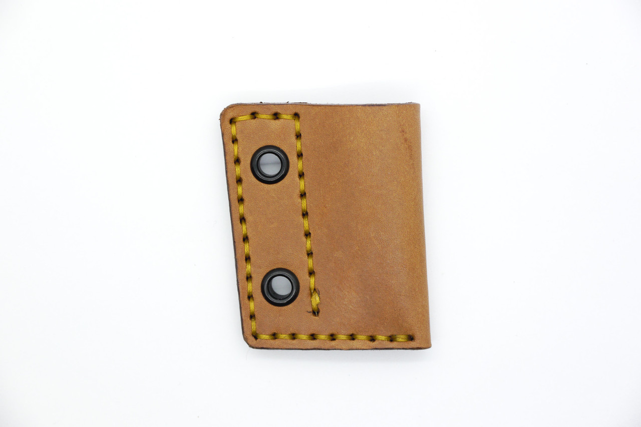 Aux Mfg - Pocket Lint Sheath - Light Brown Leather with Yellow Stitching