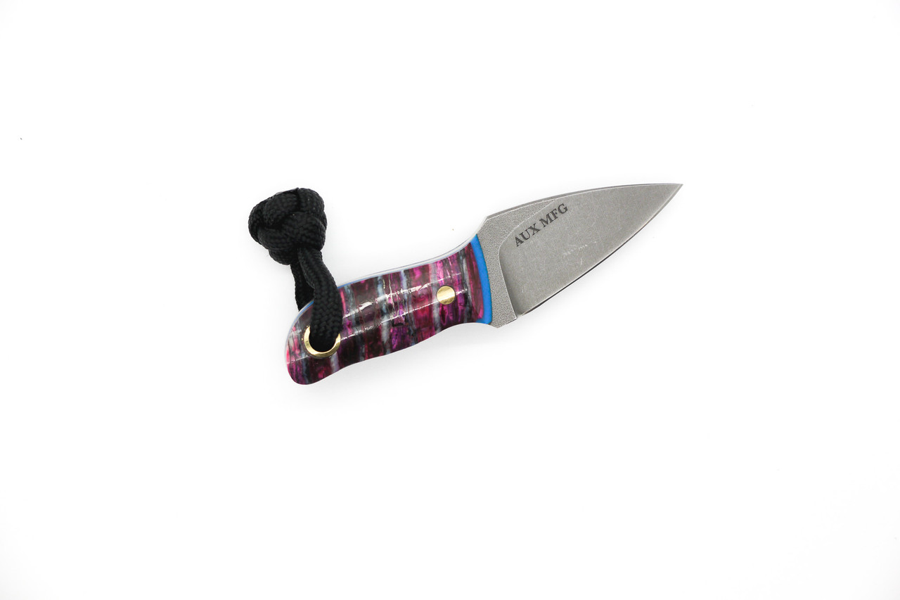 Aux Mfg - Pocket Lint - 1.5" AEB-L Blade w/ Purple Dyed Mammoth Bone Handle