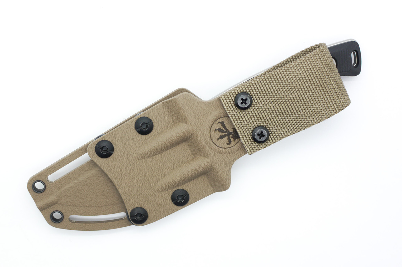 Microtech - Akris - 3.7" Stonewash M390MK Steel fixed Blade W/ Black G ...