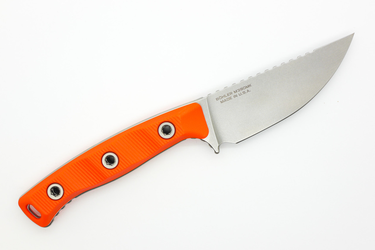 Microtech - Akris - 3.7" Stonewash M390MK Steel fixed Blade W/ Ember G ...