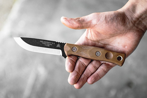 TOPS Fieldcraft 3.5 | 1095 Steel | Tan Canvas Micarta Handle
