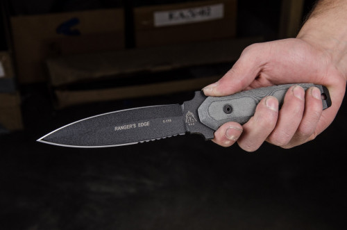 TOPS Knives, Rangers Edge - Double EDGE Black Cerakote Blade, Black ...