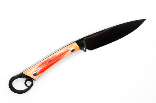 Lon Humphrey Custom Tadpole, Flat Grind, Fixed Blade, Knife w/ Red Dyed ...