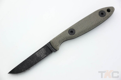 ESEE Cody Rowen CR2.5, Black Oxide Fixed Blade w/ Green Canvas Micarta ...
