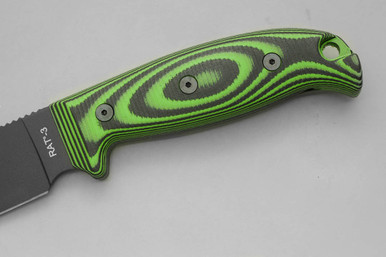 TKC: Extended G10 Handle for Ontario RAT-3 - Neon Green & Black