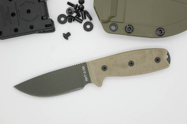Ontario RAT-3, 3.4" OD 1095 Fixed Blade Knife w/ Micarta Handle & OD ...