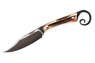 Lon Humphrey Custom Tadpole, Flat Grind, Fixed Blade, Knife w/ Red Dyed ...
