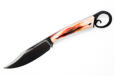 Lon Humphrey Custom Tadpole, Flat Grind, Fixed Blade, Knife w/ Red Dyed ...