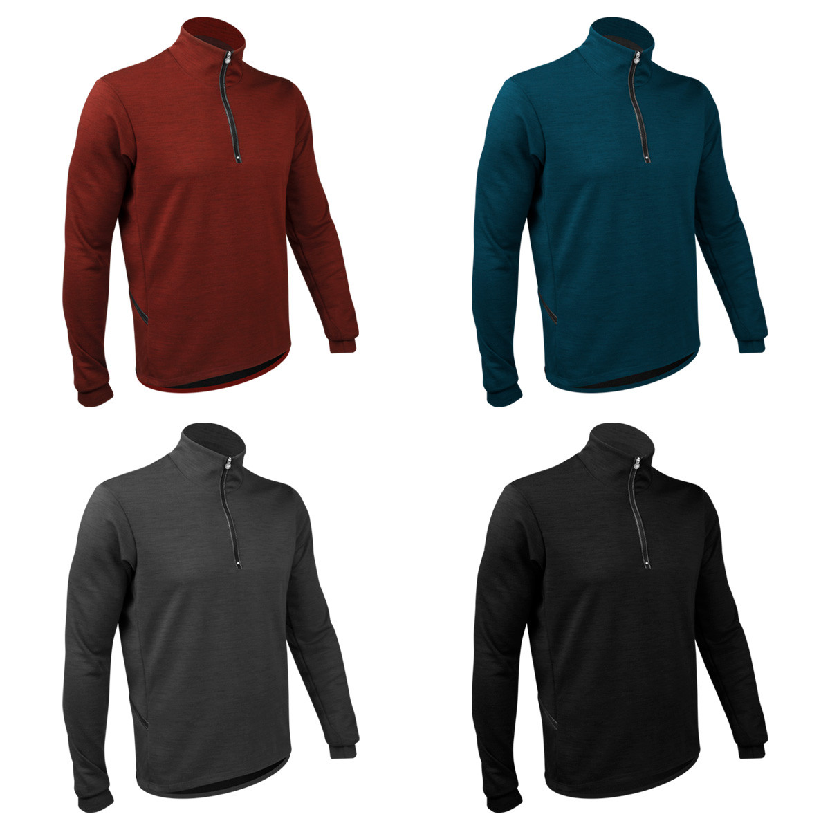Men's Long Sleeve Merino Wool Pullover with zippered pockets
