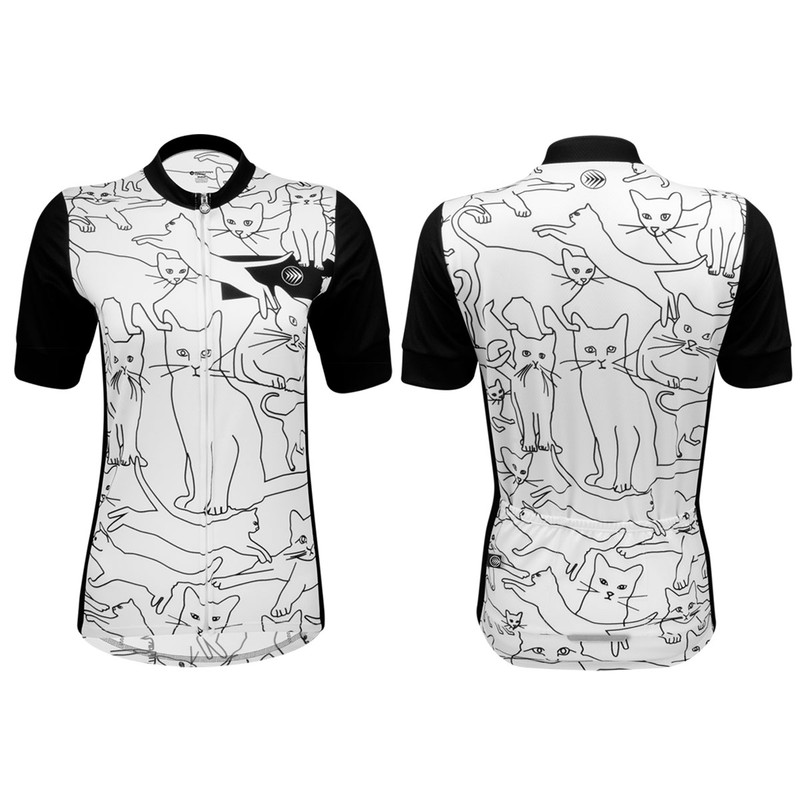 Women's Cat Outline Jersey | Woman's Relaxed Empress Fit Bike Jersey